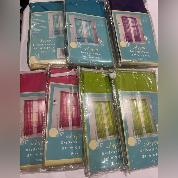 Accents | 7 Vintage New Bright Sheer Curtain Panels | Poshmark